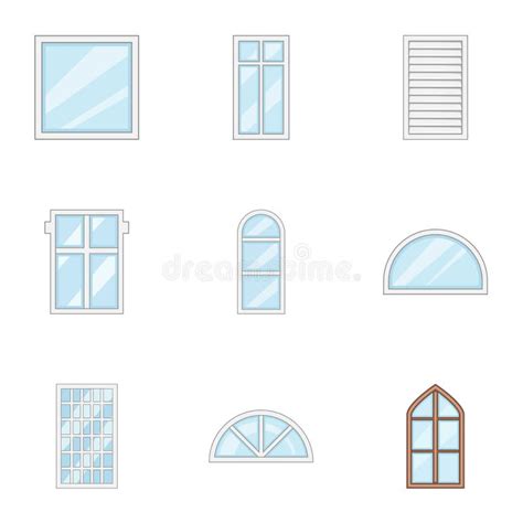 Glass Painting Icons Set Cartoon Style Stock Vector Illustration Of