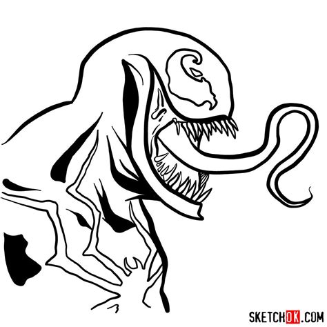 How To Draw Venoms Head In Profile Sketchok Drawings Marvel Drawings How To Draw Venom