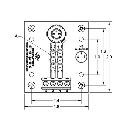 M8 3 Pin Male Breakout Board With Feet Schmalztech