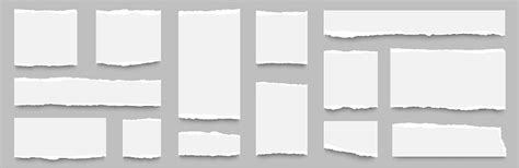 현실적인 찢어진 종이 가장자리 컬렉션 찢어진 종이 시트 찢어진 사각형 수평 흰색 종이 스트립 찢어진 종이 조각의 긴 수평 세트 어두운 배경에 찢어진 종이와 종이 스트립 세트