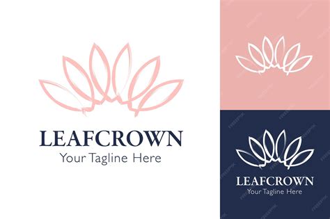 잎 아름다움 로고 템플릿 크라운 로고 프리미엄 벡터