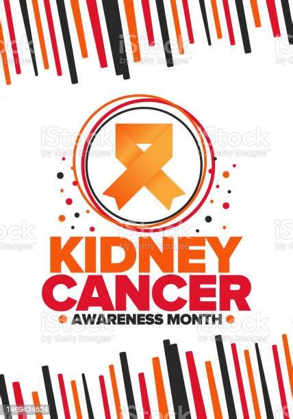 신장암 인식의 달 3 월에 매년 을 축하합니다 제어 및 보호 예방 캠페인 의료 의료 개념 리본이 달린 포스터 배너 및 배경 벡터 일러스트레이션 기민에 대한 스톡 벡터 아트