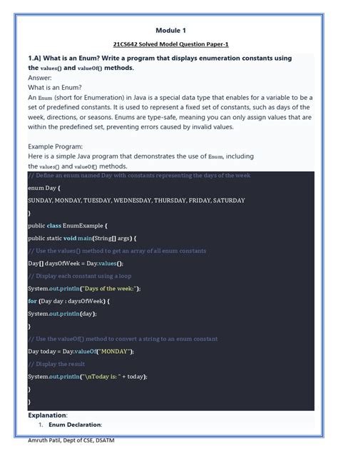 Mod1 Ajava Both Model Paper Answers Pdf