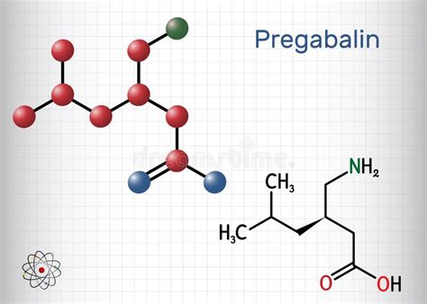 Pregabalin Molecule 3d Rendering Flat Molecular Structure With