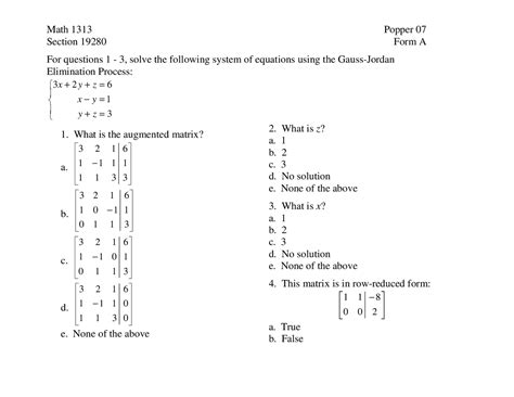 practice exam on finite mathematics with applications math 1313