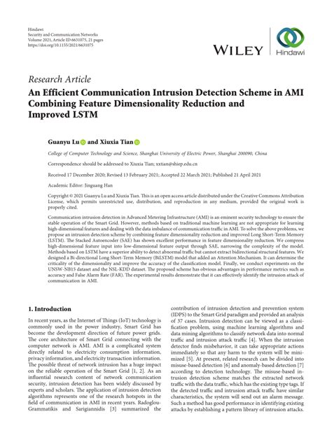 Pdf An Efficient Communication Intrusion Detection Scheme In Ami Combining Feature