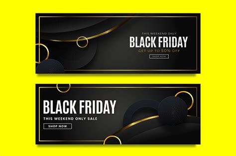 사실적인 블랙 프라이데이 수평 판매 배너 세트 벡터 디자인 일러스트 3차원 형태에 대한 스톡 벡터 아트 및 기타 이미지 3차원 형태 가격 검은색 Istock