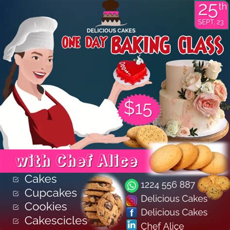 Baking Class Poster Template Postermywall