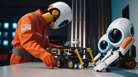 An Image Of Teams Working On A Robotics Project Premium Ai Generated Image