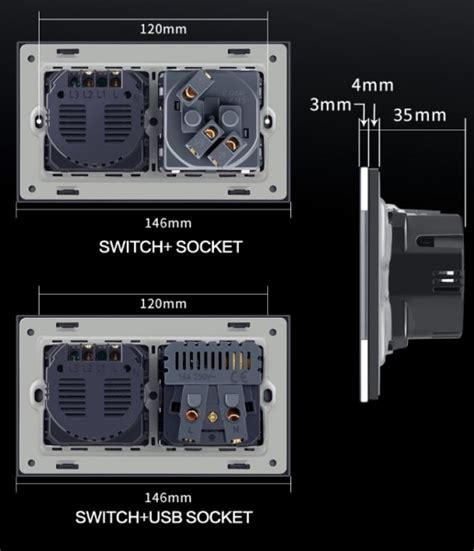 Сенсорный тройной выключатель с розеткой и 2 мя портами Usb Армасток