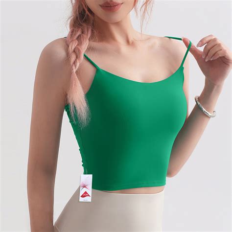 Slim Strap Inside Lulu Yoga Bra Sports Vest With Bra Padding Fitness