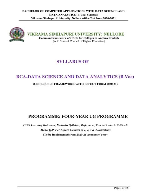 Bachelor Of Computer Applications With Data Science And Data Analytics