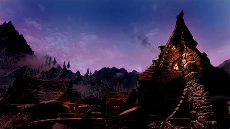 Skyrim Landscape Wallpaper Night