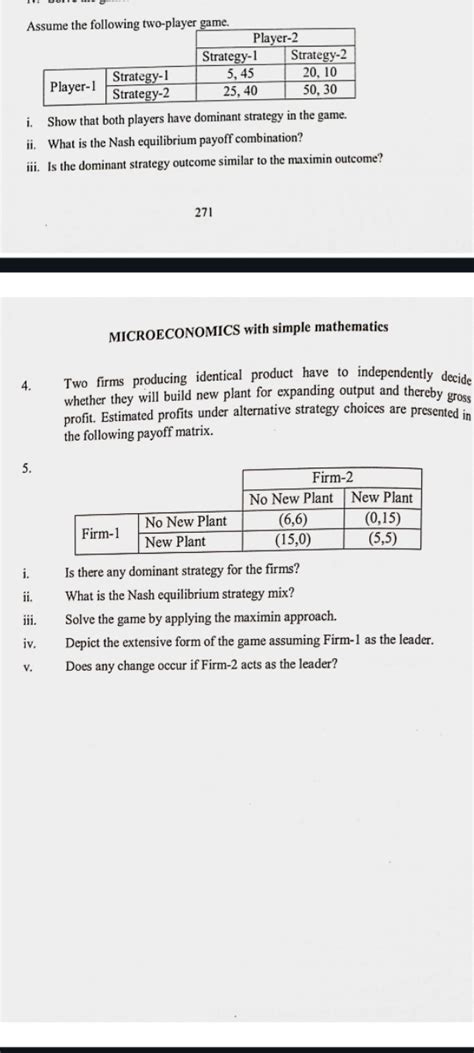 Question 1 Assume The Following Two Player Game Player 1 Player