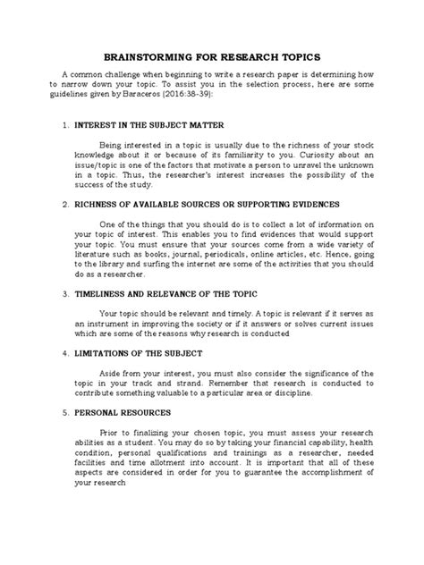 Inquiries Investigation And Immersion Brainstorming For Research Topics Pdf Scientific