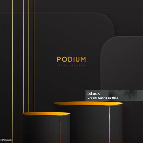 3d 연단과 황금빛 질감이 있는 검은색 쇼케이스 배경 블랙 프라이데이 벡터 그림 11월에 대한 스톡 벡터 아트 및 기타 이미지 11월 3차원 형태 강단 Istock