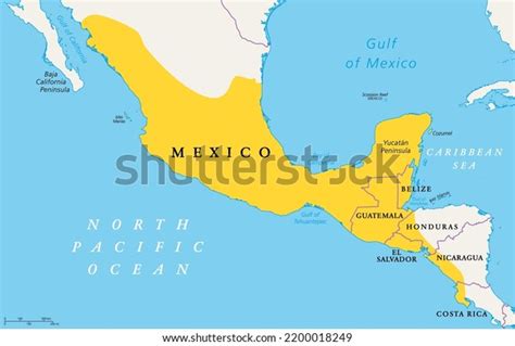 Ubicación De Mesoamérica Mapa Político Región Vector De Stock Libre