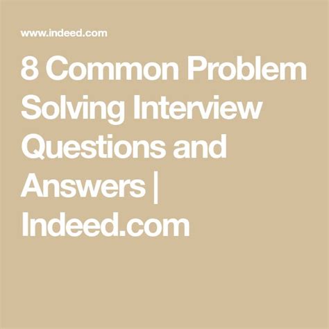 8 Common Problem Solving Interview Questions And Answers