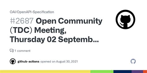 Open Community Tdc Meeting Thursday 02 September 2021 · Issue 2687