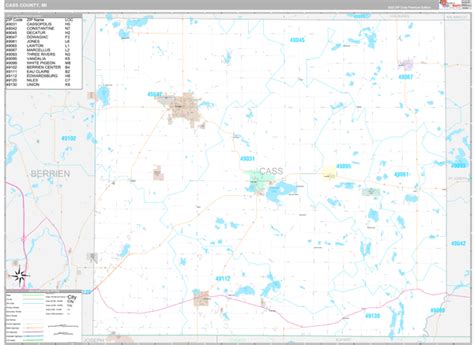 Cass County Mi Wall Map Premium Style By Marketmaps Mapsales