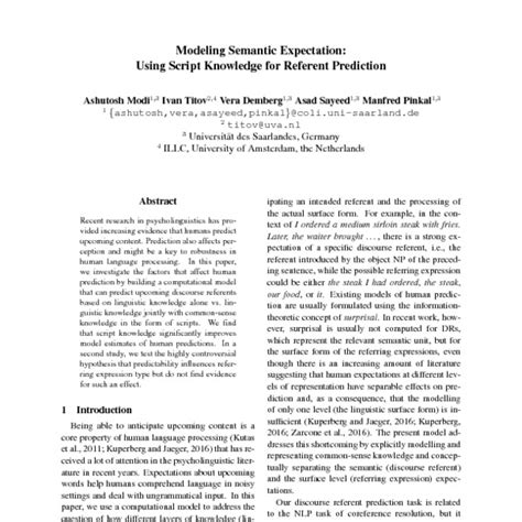 Modeling Semantic Expectation Using Script Knowledge For Referent Prediction Acl Anthology