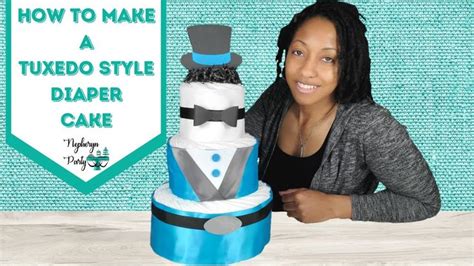 How To Make A Tuxedo Style Diaper Cake Centerpiece Tutorial Youtube Diaper Cake