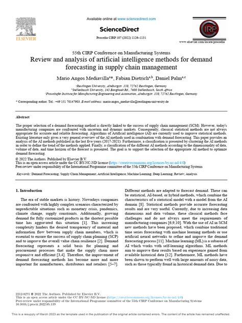 review and analysis of artificial intelligence methods for demand pdf