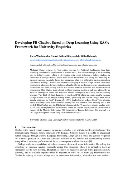 Pdf Developing Fb Chatbot Based On Deep Learning Using Rasa Framework
