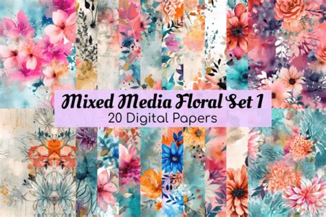 Mixed Media Floral Background Patterns Graphic By Red Gypsy Vintage