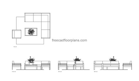 Sofa Set 04 Free Cad Drawings