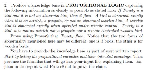 Solved 2 Produce A Knowledge Base In Propositional Logic