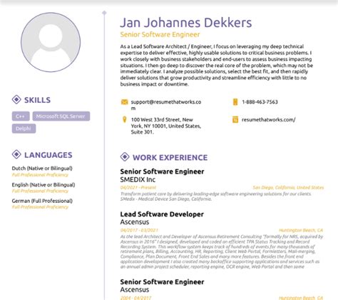 Download Free Senior Software Engineer Resume Template On
