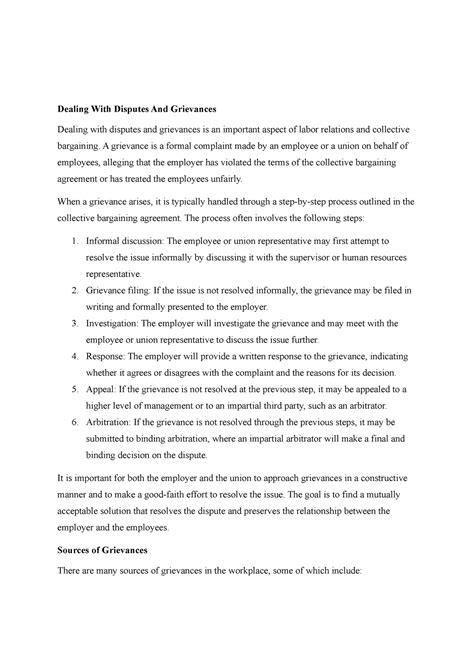 Dealing With Disputes And Grievances Dealing With Disputes And Grievances Dealing With