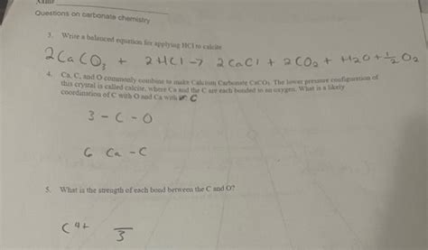 Solved 3 Write A Balanced Equation For Applying Hcl To