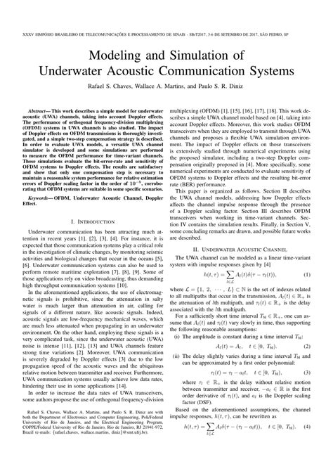 Pdf Modeling And Simulation Of Underwater Acoustic Communication Systems