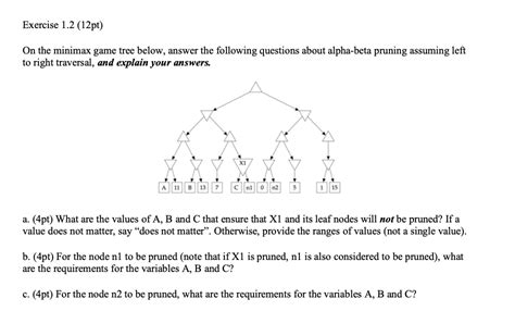 Solved Exercise 12 12pt On The Minimax Game Tree Below