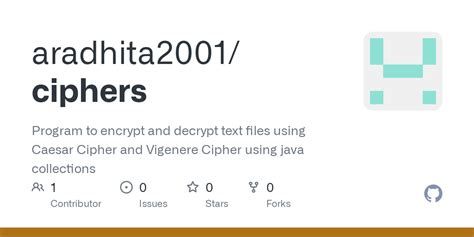 Github Aradhita2001ciphers Program To Encrypt And Decrypt Text Files Using Caesar Cipher And