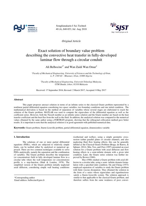 Pdf Numerical Simulation Of Heat Transfer Of Turbulent Flow Inside A Circular Conduit At