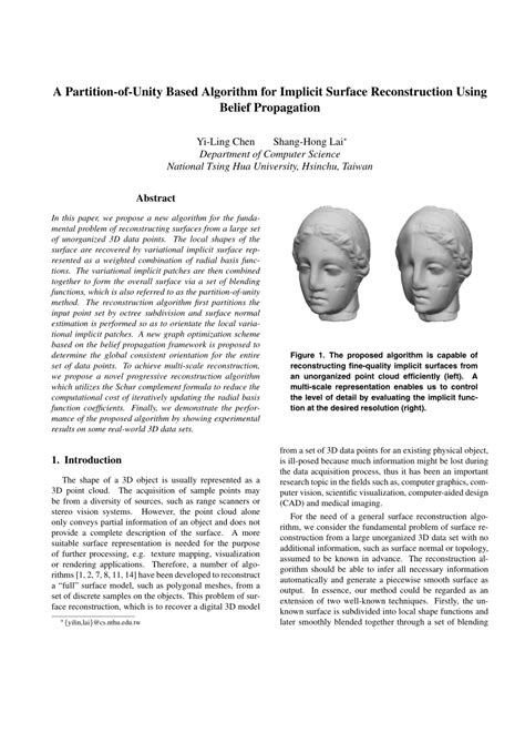 Pdf A Partition Of Unity Based Algorithm For Implicit Surface