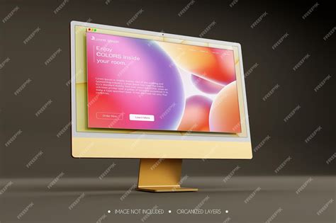Premium Psd Realistic Computer Screen With Web Browser Window For Landing Page Mockup