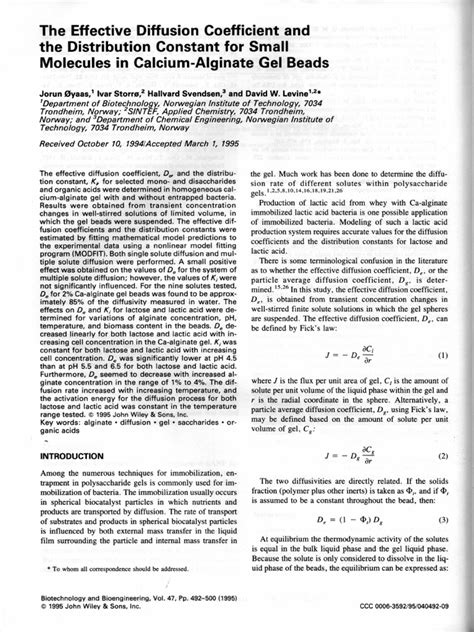 1995oyaaseffectivediffusioncoefficientanddistributionconstant