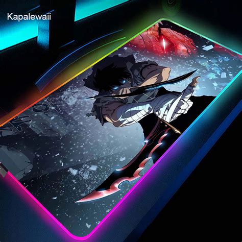 애니메이션 Rgb 마우스 패드 솔로 레벨링 Pc 게이머 게임 액세서리 카펫 컴퓨터 Led 키보드 데스크 매트 90x40cm