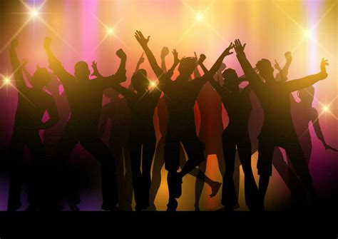 Silhouettes Of Party People Dancing On An Abstract Background 24347058