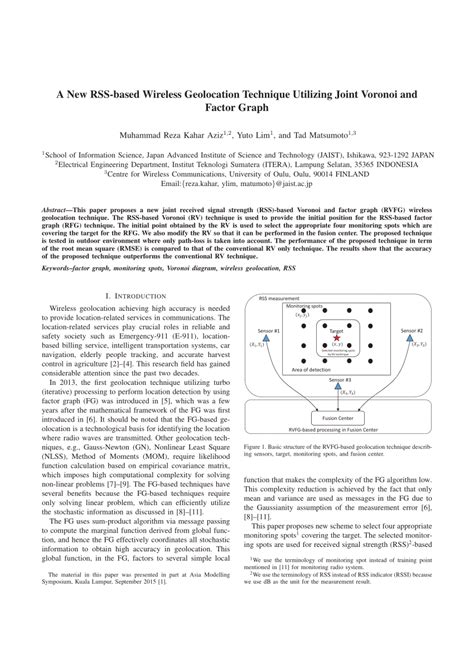 Pdf A New Rss Based Wireless Geolocation Technique Utilizing Joint Voronoi And Factor Graph