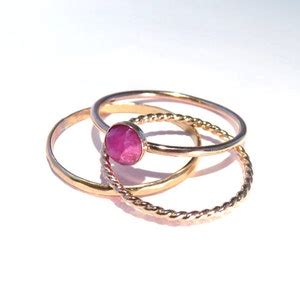 Ruby Ring Gold Ruby Rings Ruby Stacking Set Stacking Rings July Birthstone Rings July