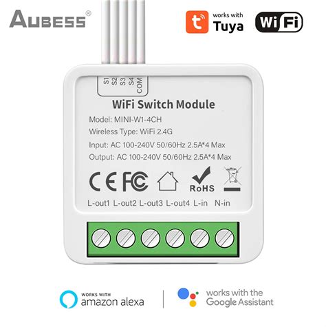 PC Aubess Mini Tuya Gang WIFI Smart Switch DIY Switch Module Smart Life APP Control Work
