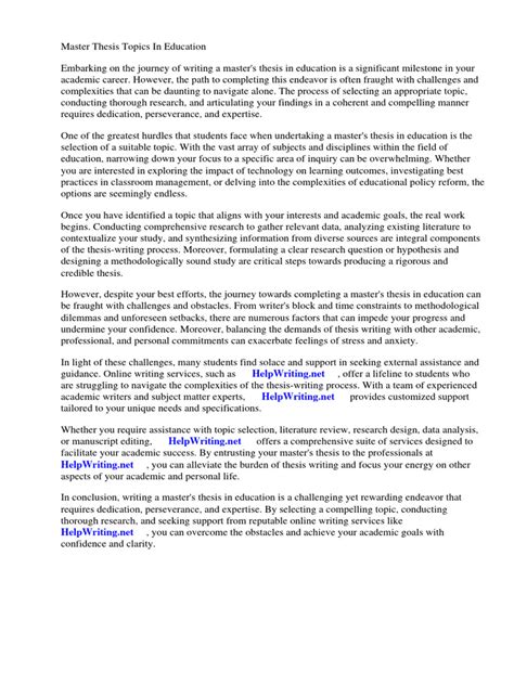 Master Thesis Topics In Education Pdf