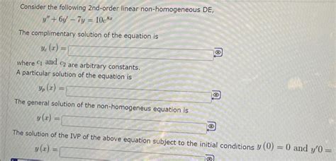 Solved Consider The Following 2nd Order Linear