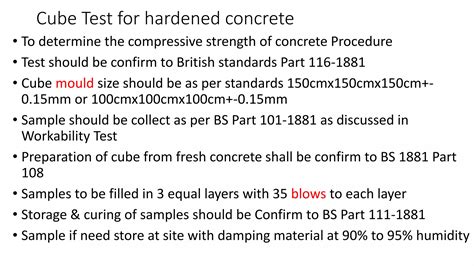 Cube Test For Compressive Strength Of Concrete Pptx