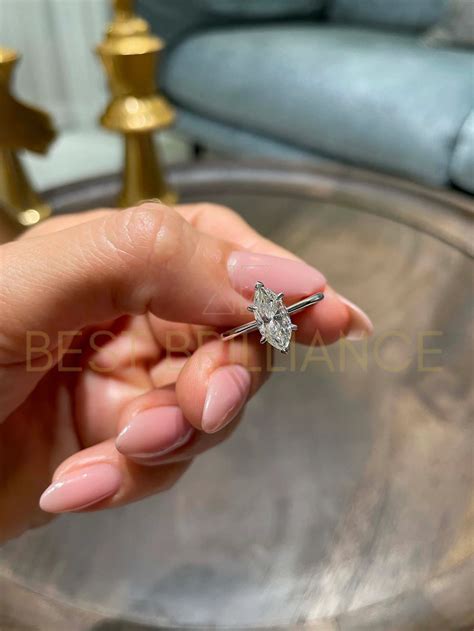 Marquise Diamond Engagement Ring 1 Carat Marquise Shaped 18k White